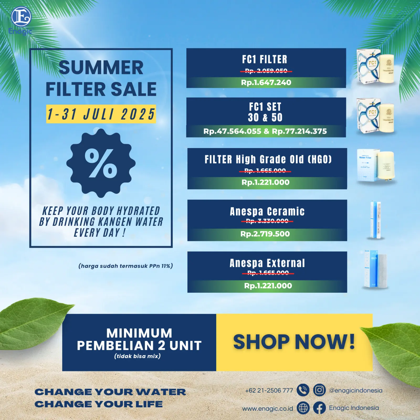 Summer Filter Sale 1 - 31 Juli 2025 - Enagic Indonesia